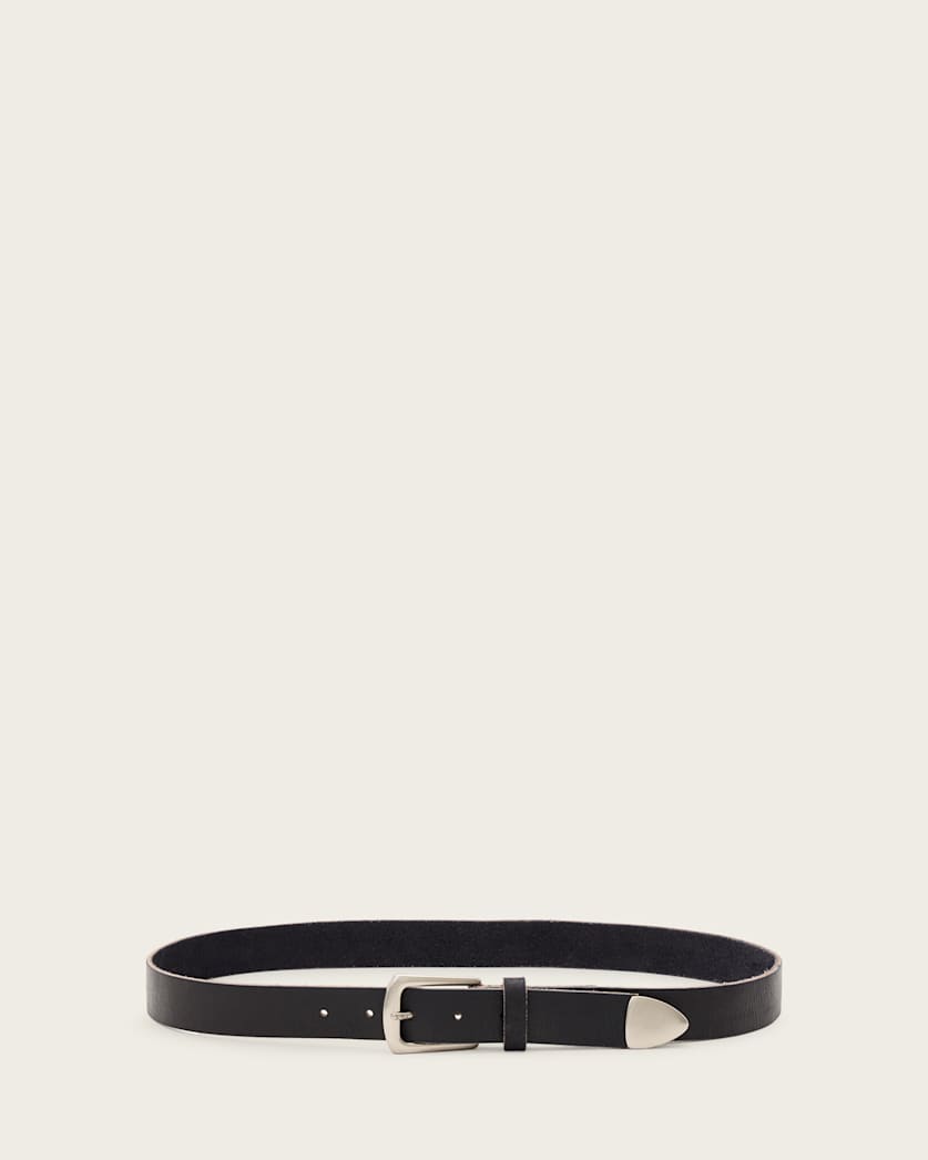 Reed Leather Belt BLACK/DULL NICKEL | ALLSAINTS US